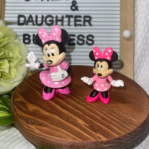 Disney | Toys | Two Disney Minnie Mouse Figure Cake Topper Pink Toy ...